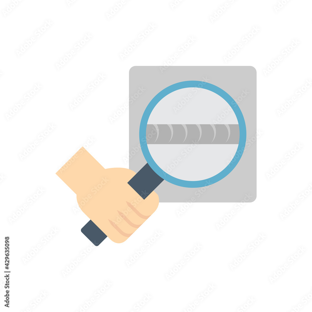 Welding quality inspection check vector icon. Consist of workpiece ...