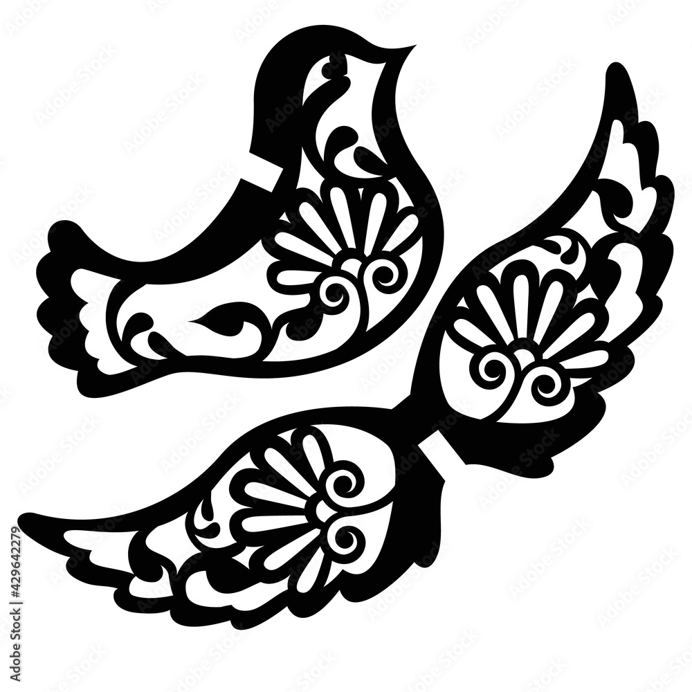 diagram of bird laser cutting figures Stock Vector | Adobe Stock
