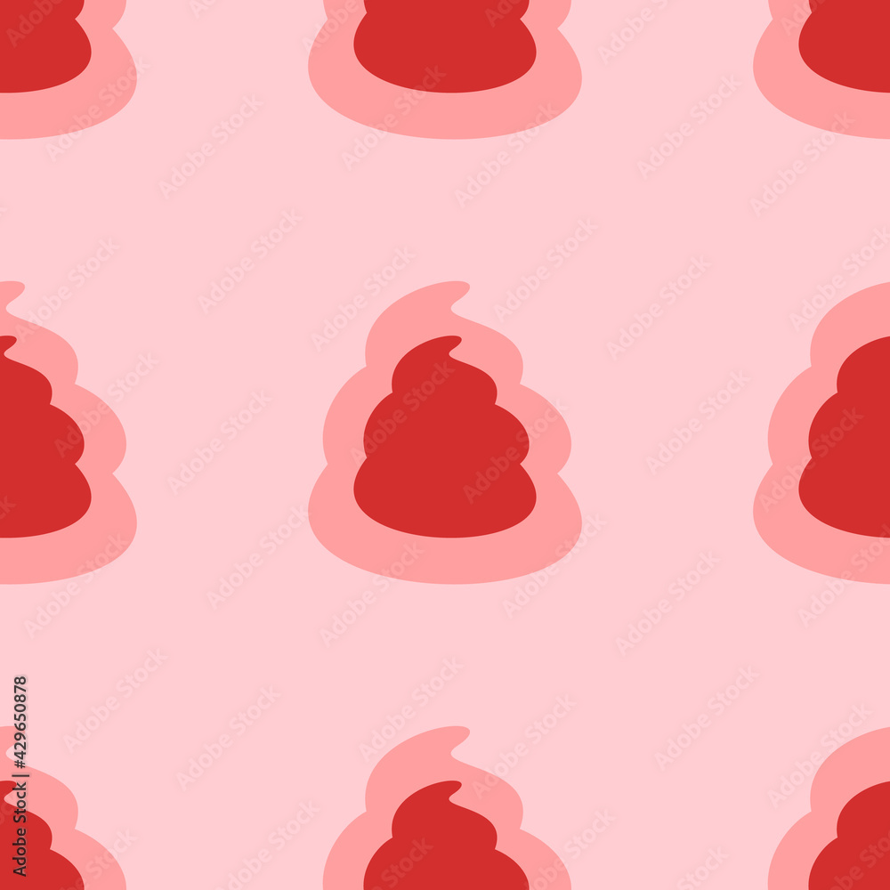 Seamless pattern of large isolated red poop symbols. The elements are ...