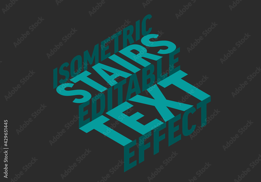 Editable Isometric 3D Stairs Text Style Effect Stock Template | Adobe Stock