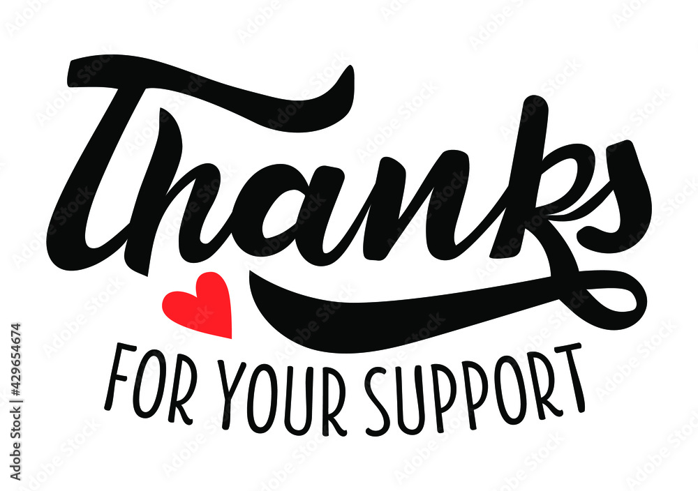 Thanks for your support hand lettering vector. Gratitude quotes and ...