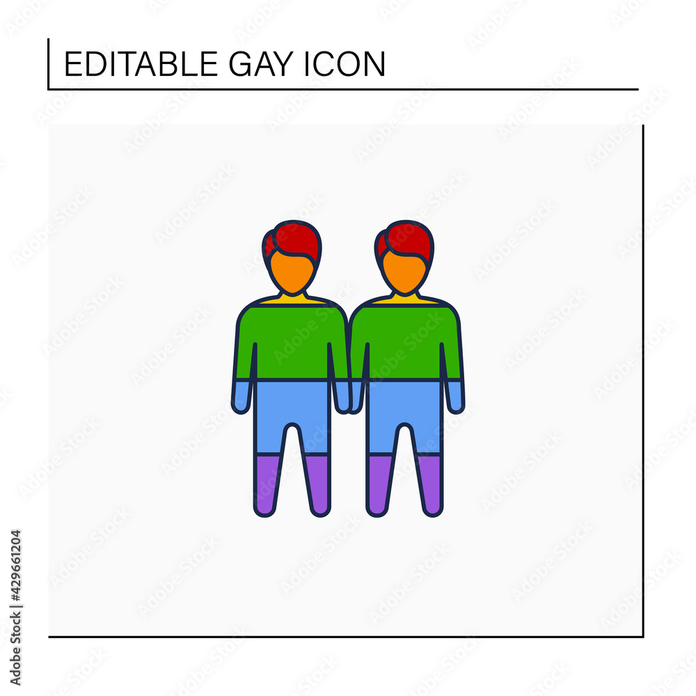 Gay line icon. Equal right. Self-acceptance. Love between two men. True ...