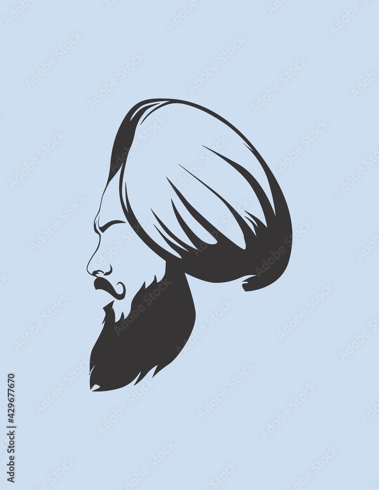 sikh man face vector design, can be used for various art or design ...