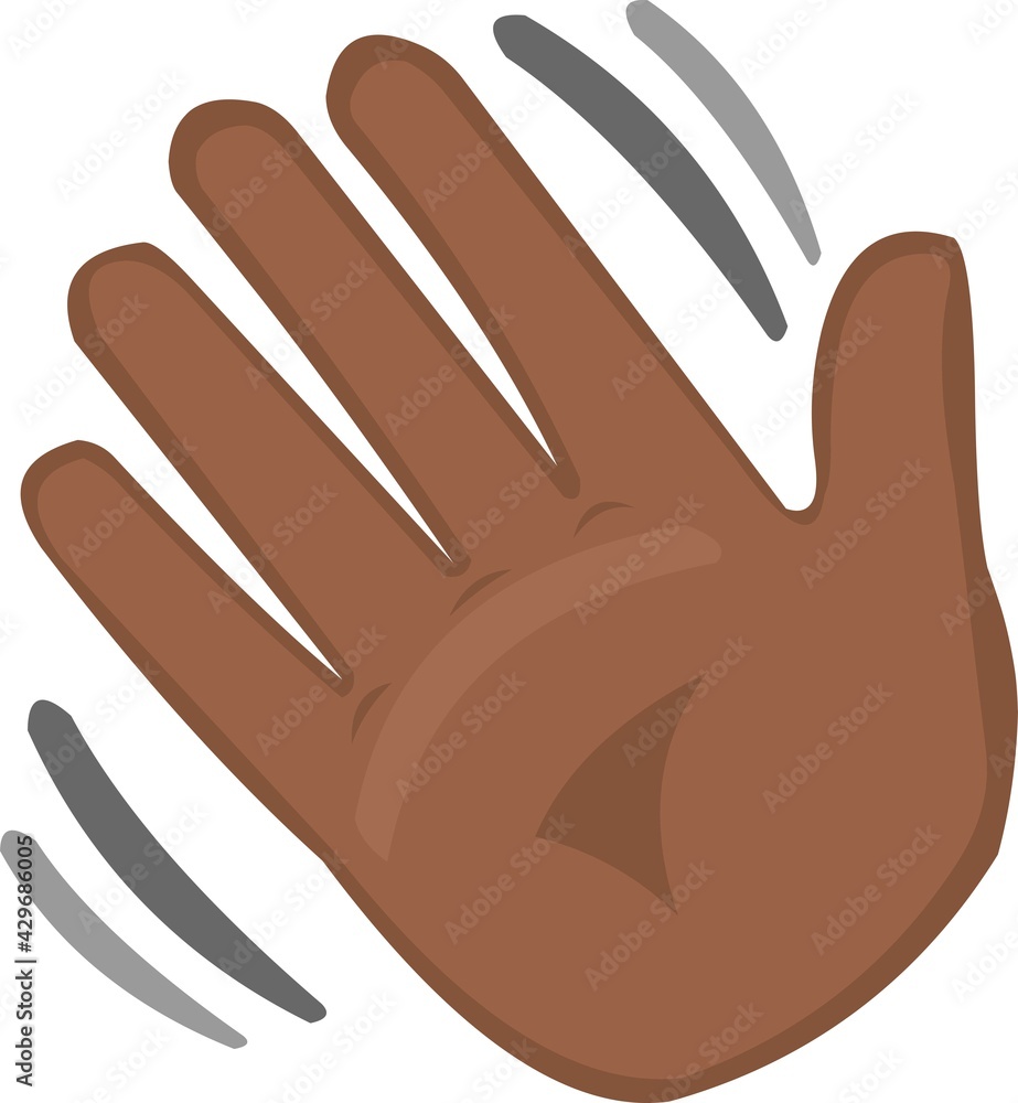 Vector emoticon illustration of a brown hand waving Stock Vector ...