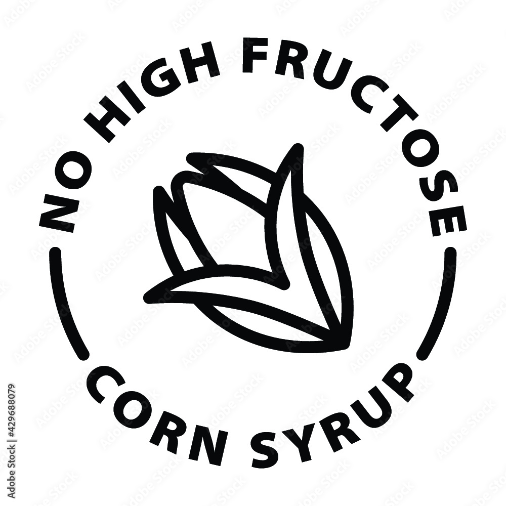 no high fructose corn syrup free black outline label icon on ...