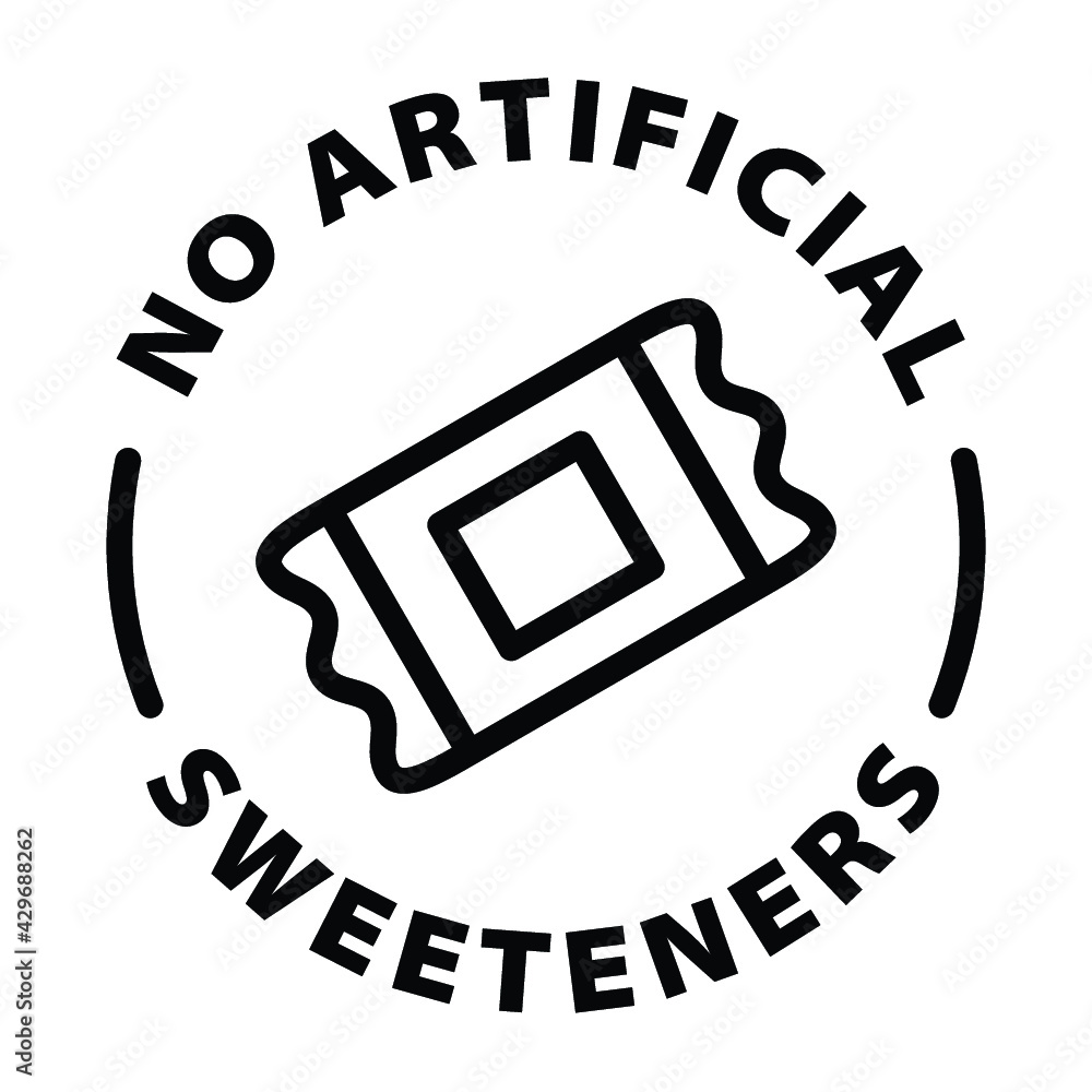no artificial sweeteners black outline label icon on transparent ...
