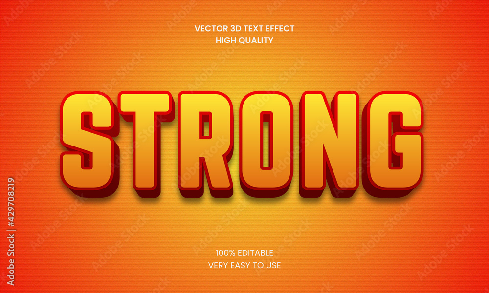 Strong 3D editable text effect Premium Vector Stock Vector | Adobe Stock