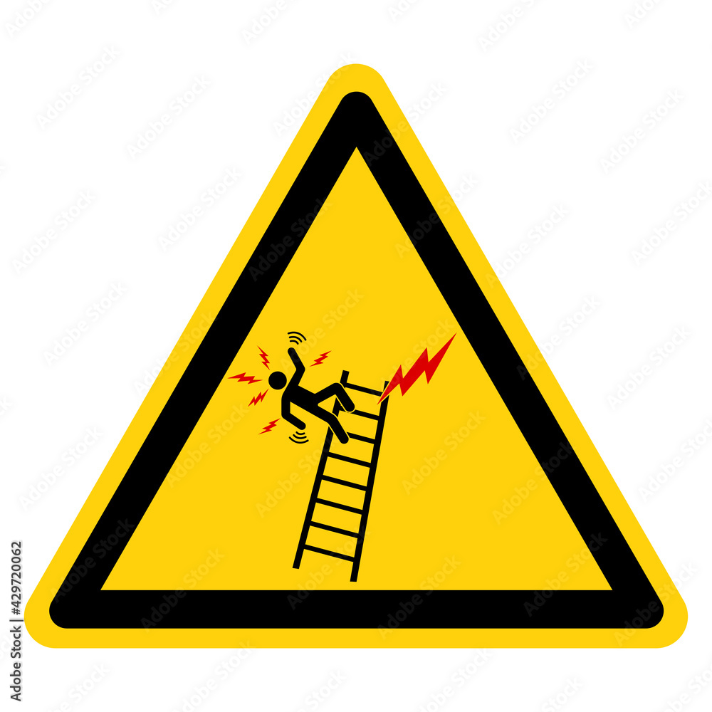 Electrocution Hazard Keep Ladder Away From Power Lines And Live ...