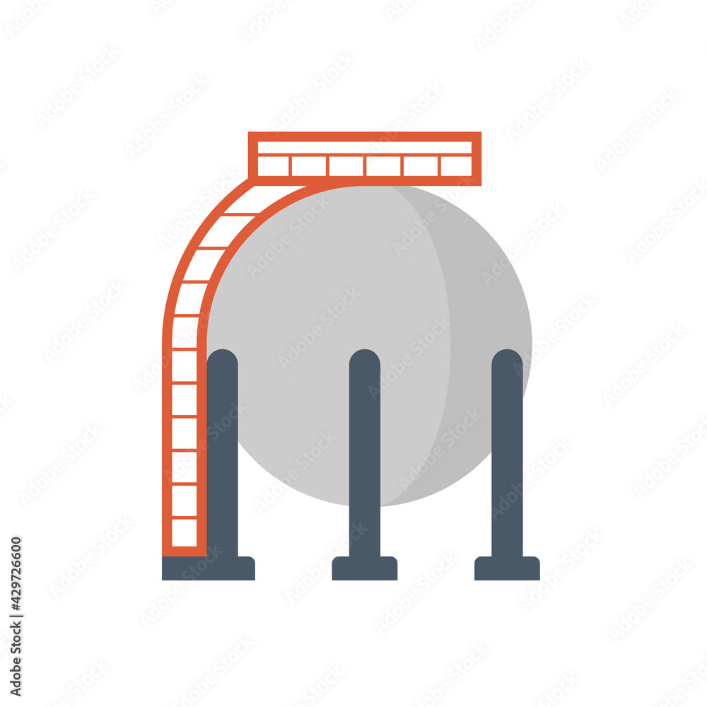 Oil gas tank vector icon. Include pipeline for storage, transport ...