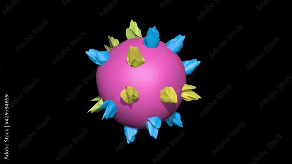 Vidéo Stock Mutating virus , cell . Receptor spikes on cell , virus ...