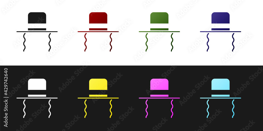 Set Orthodox jewish hat with sidelocks icon isolated on black and white ...