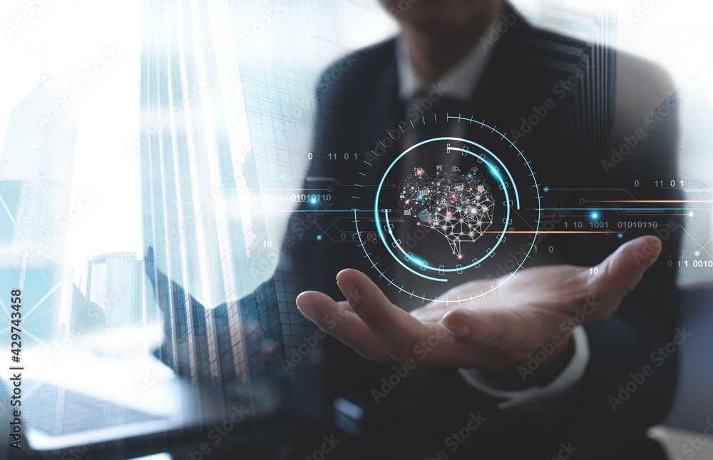 Artificial intelligence (AI), machine and deep learning, modern computer technologies, Internet ...