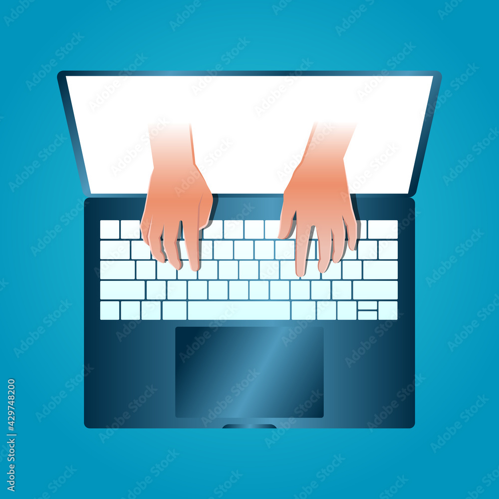 vector illustration of hand comes out from screen. describe phishing ...