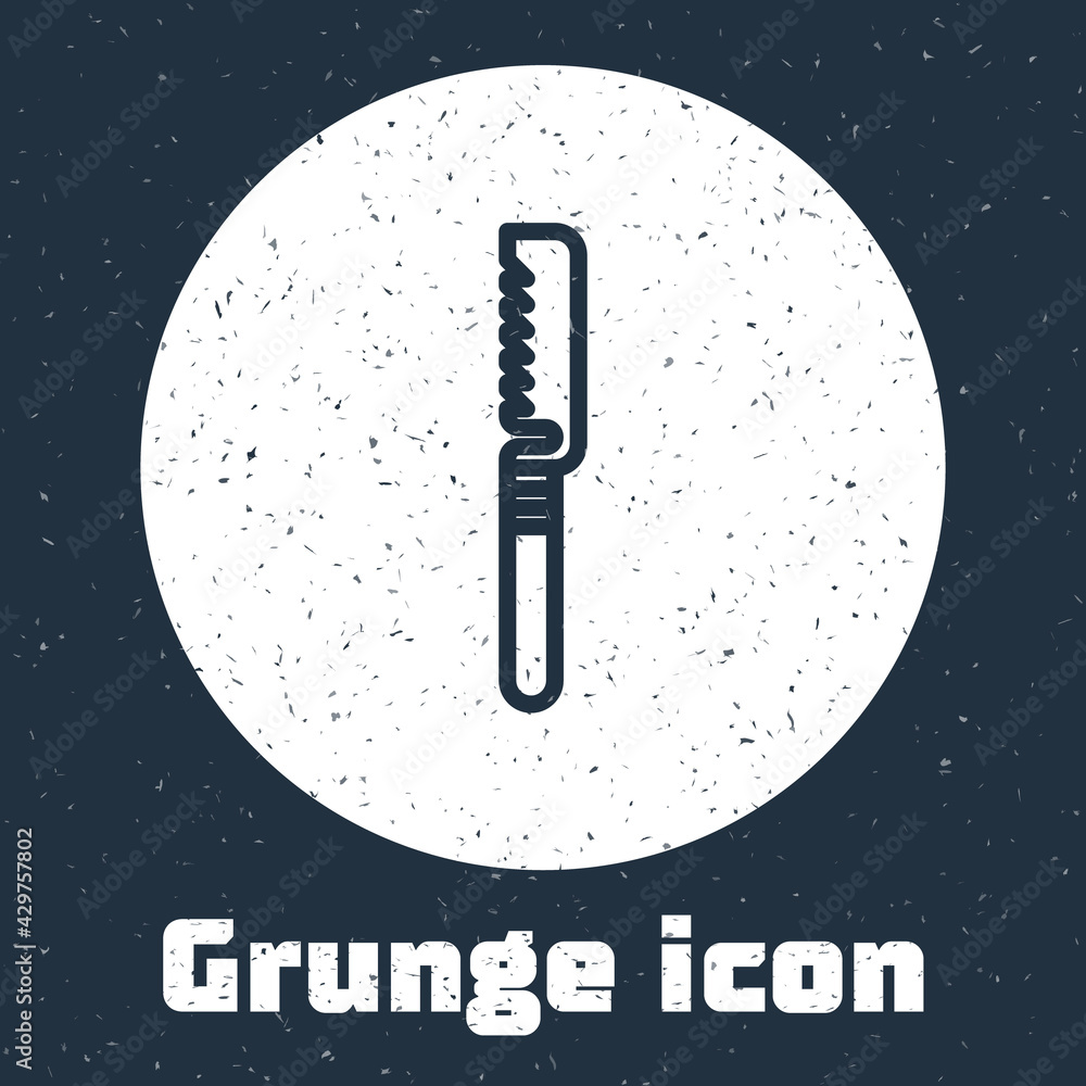 Grunge line Medical saw icon isolated on grey background. Surgical saw ...