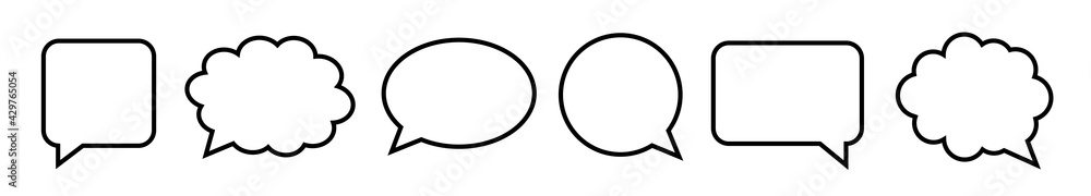 Empty line blank speech bubbles. Talk bubble box in outline style ...