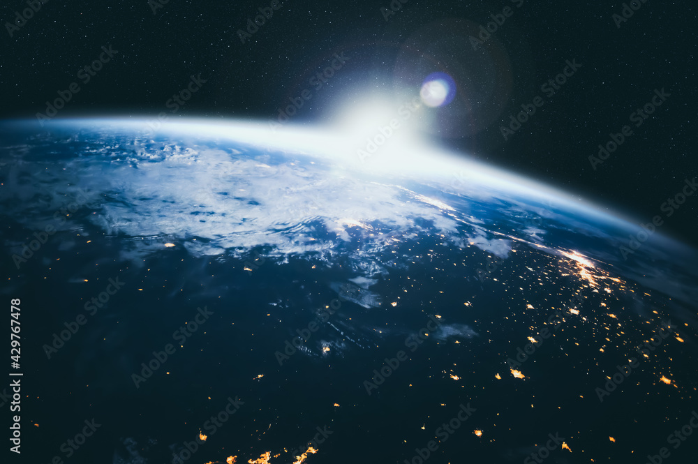 Planet earth globe view from space showing realistic earth surface and ...