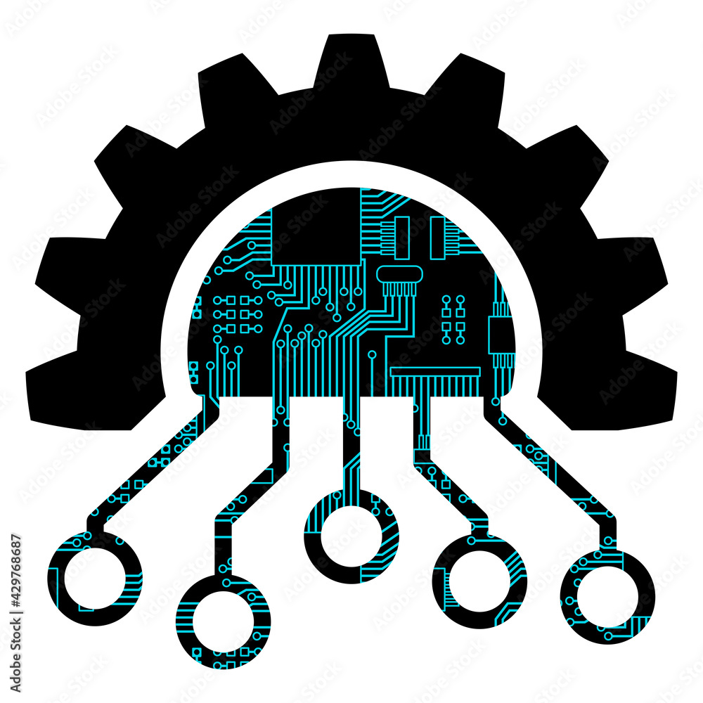 ngi1232 NewGraphicIcon ngi - cogwheel / gear wheel with circuit board ...