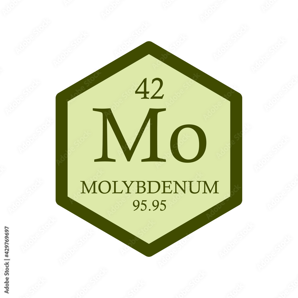 Mo Molybdenum Transition metal Chemical Element Periodic Table. Hexagon ...