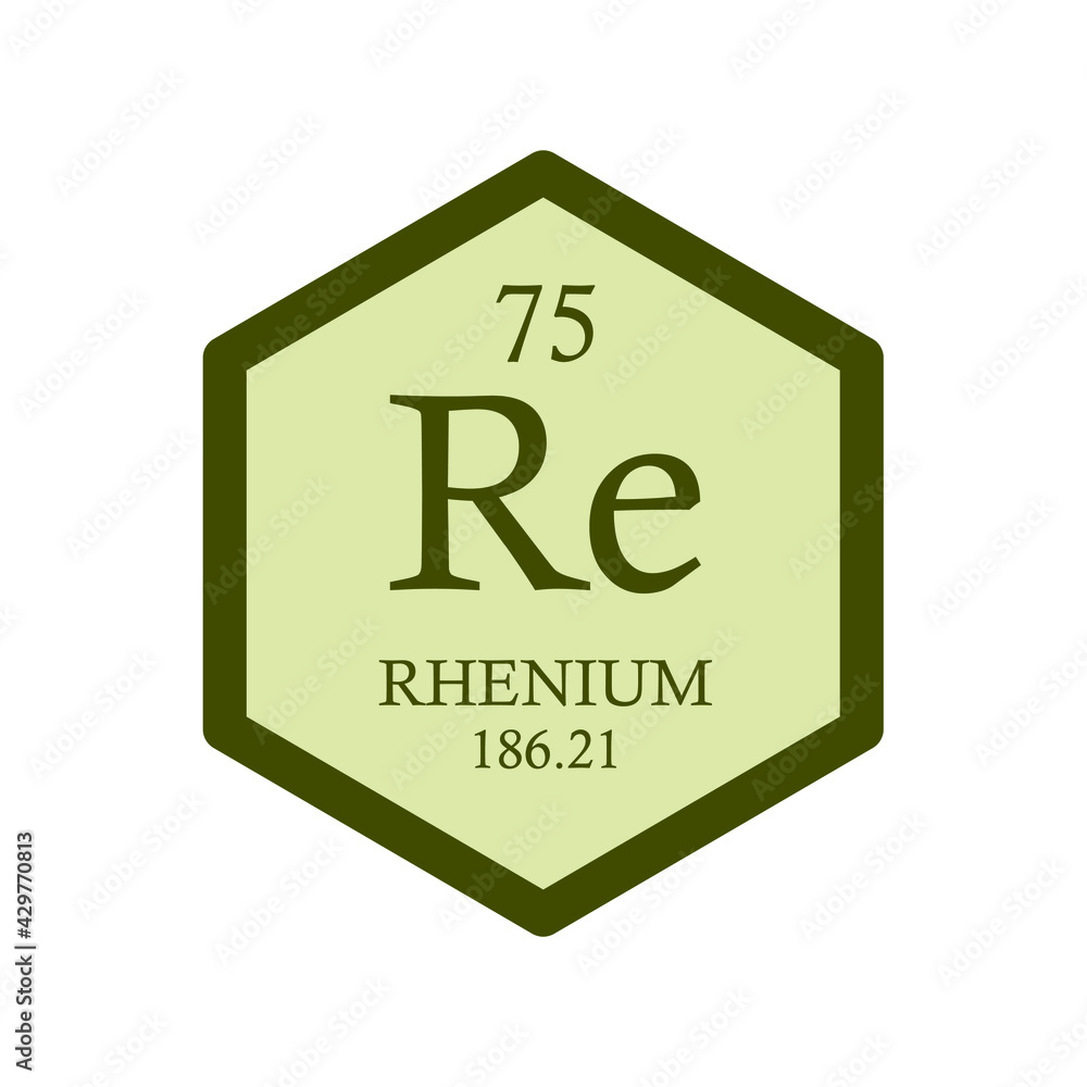 Re Rhenium Transition metal Chemical Element Periodic Table. Hexagon ...