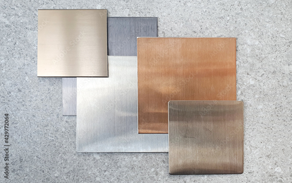 multi colored of hairline aluminium plate samples containg gold ,silver ...