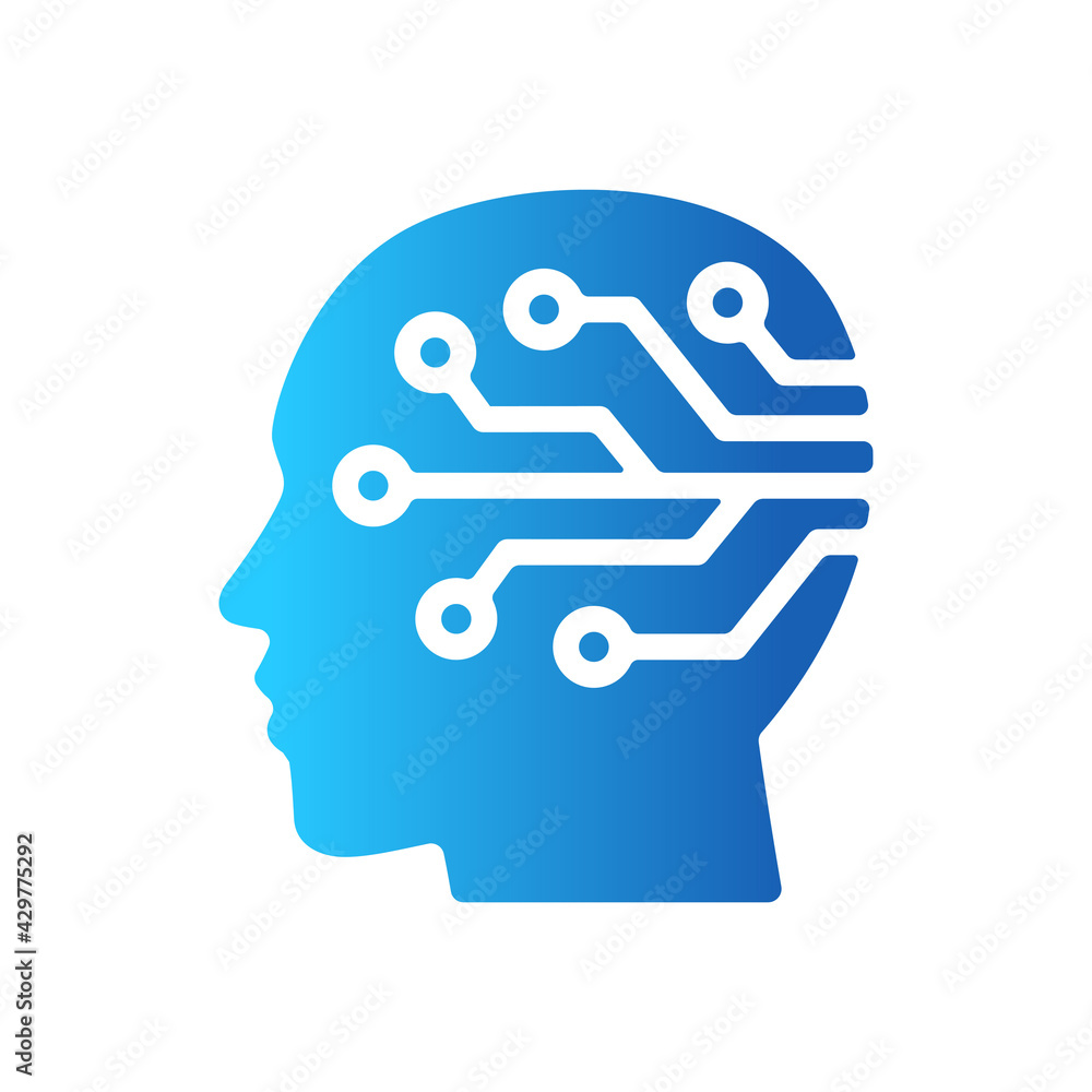 Human head tech logo, Circuit board technological brain, Artificial ...