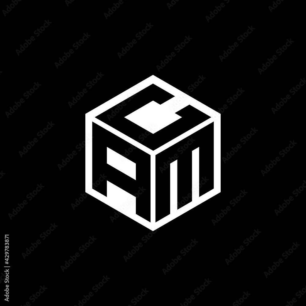 AMC letter logo design with black background in illustrator, cube logo ...