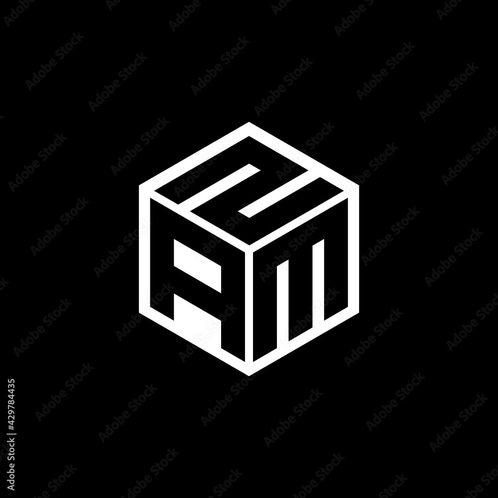 AMZ letter logo design with black background in illustrator, cube logo ...
