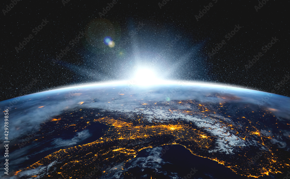 Planet earth globe view from space showing realistic earth surface and ...