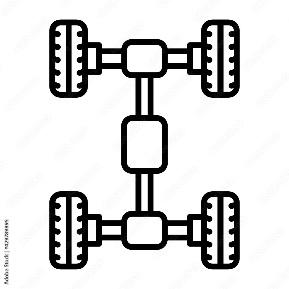 Vetor de Rear and Front Car Axle Vector color Icon Design, Vehicle Base ...