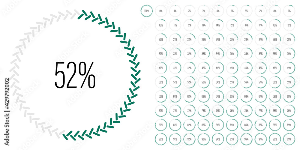 Set of circle percentage diagrams meters from 0 to 100 ready-to-use for ...