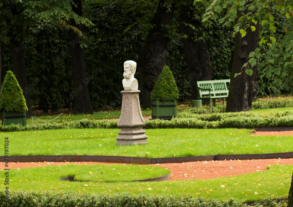 garden, park, statue, green, fountain, tree, architecture, trees, grass ...