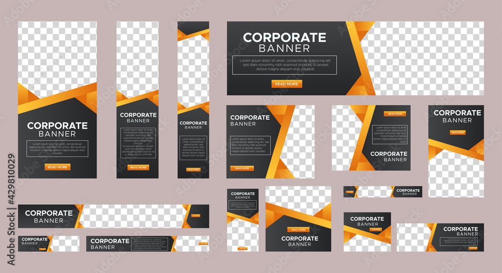 Abstract banner design web template Set, Horizontal header web banner ...