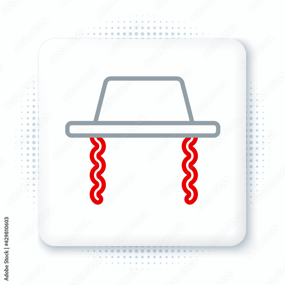 Line Orthodox jewish hat with sidelocks icon isolated on white ...