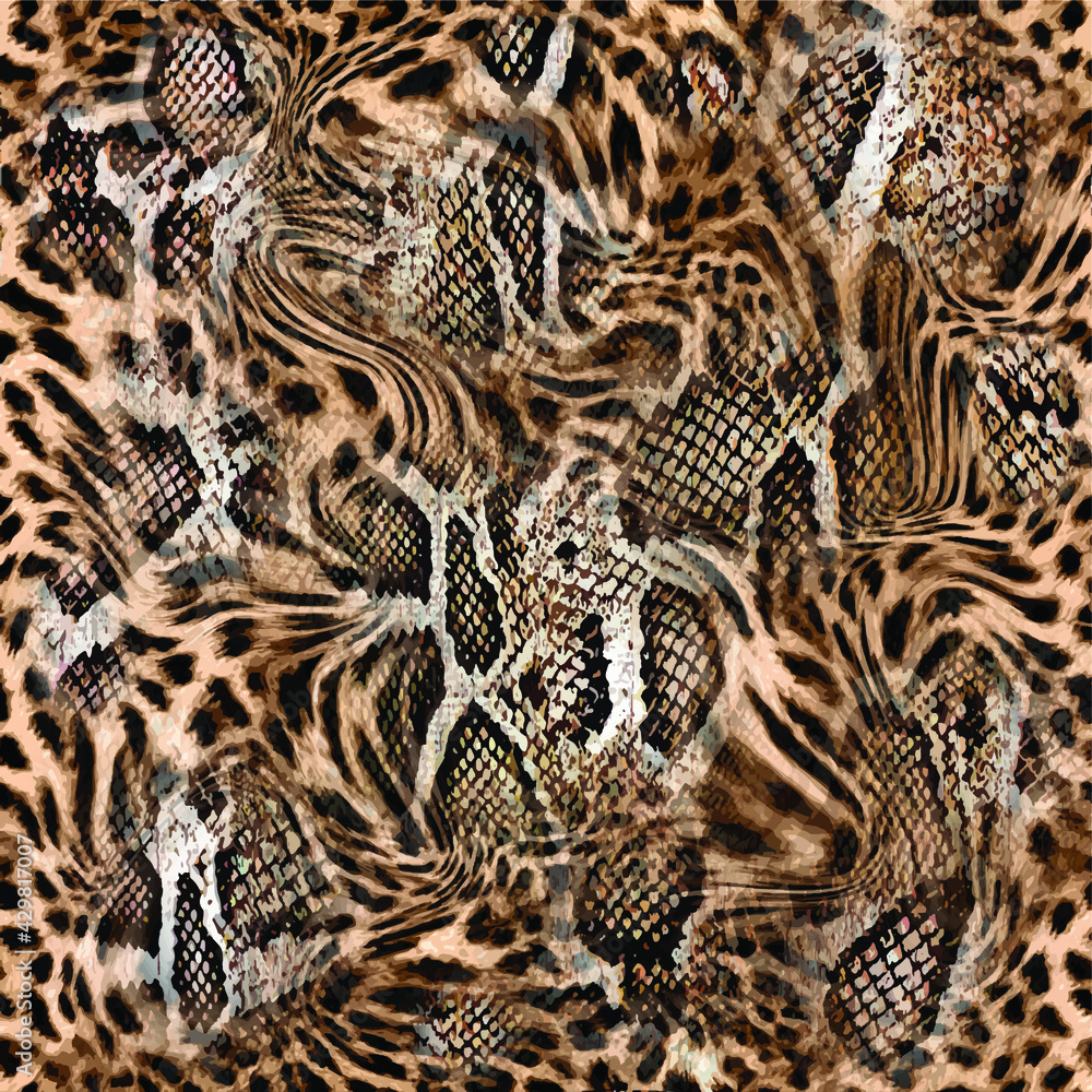 leopard and snake skin texture seamless pattern Stock Vector | Adobe Stock