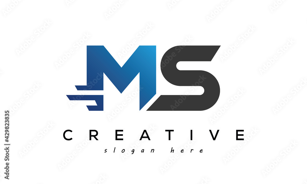 Initial Letter MS Fast Logo Design Template Stock Vector | Adobe Stock