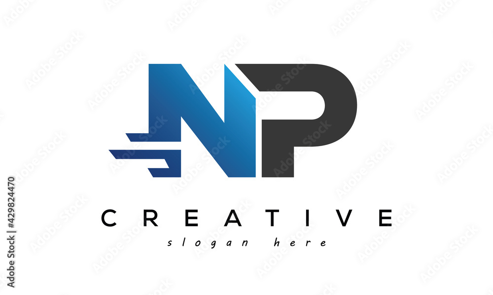 Initial Letter NP Fast Logo Design Template Stock Vector | Adobe Stock