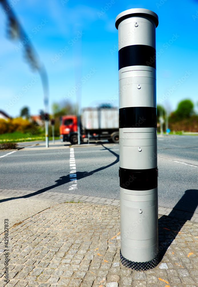 Radar system for measuring speed at an intersection in Germany Stock ...