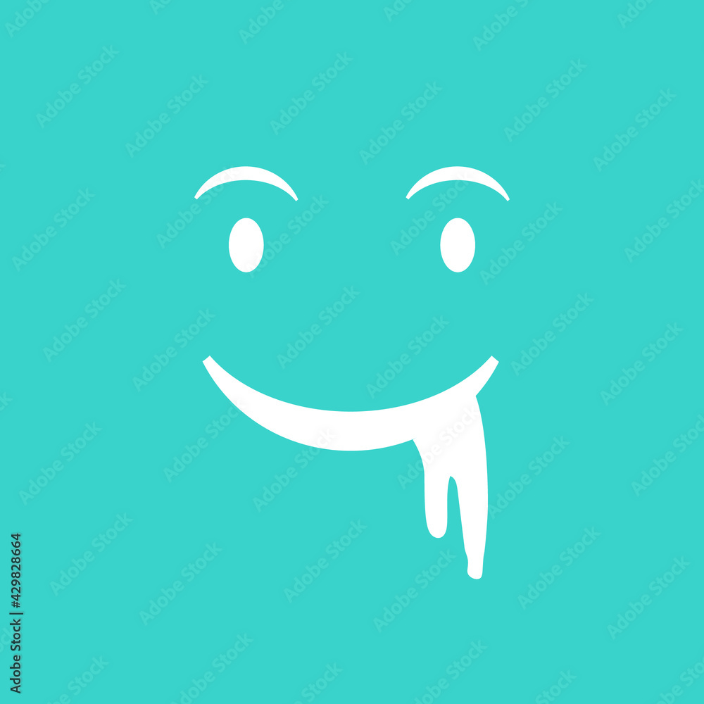 Cute social media drooling face emoji on a blue background. Royalty ...