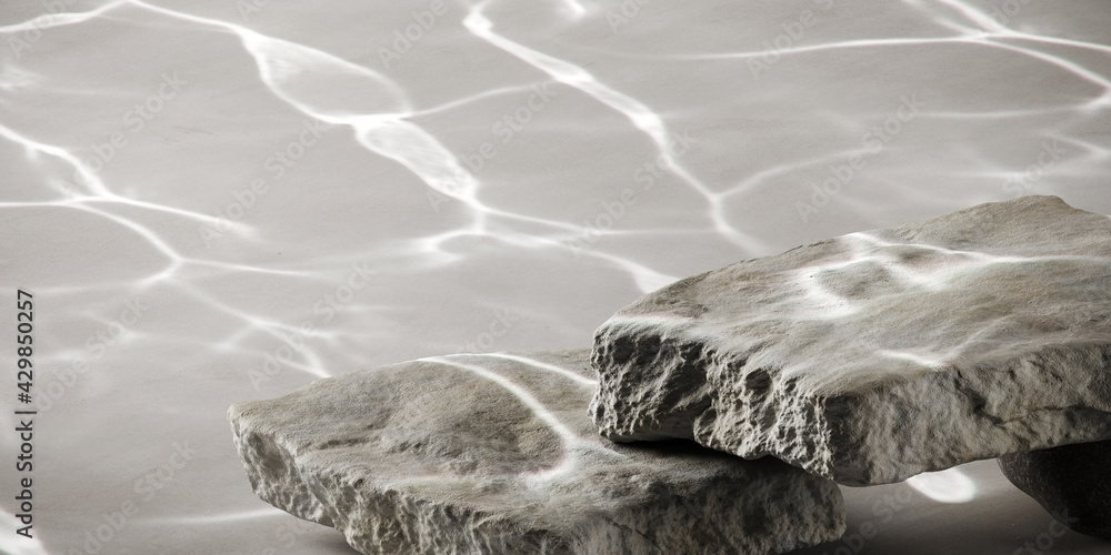 Underwater mockup concept for product presentation. Water caustic on ...