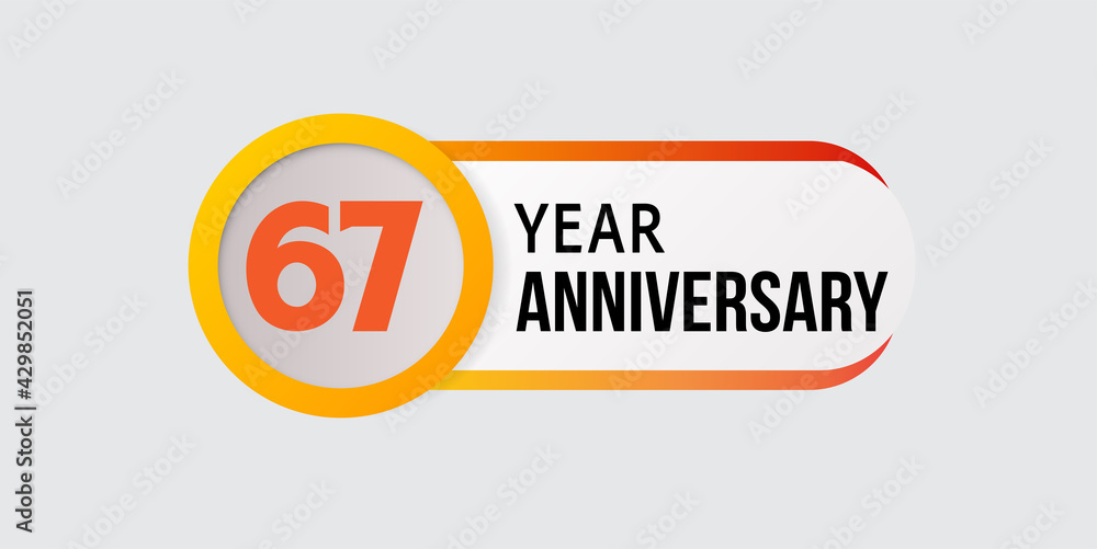 67 years anniversary celebration logo vector template design ...
