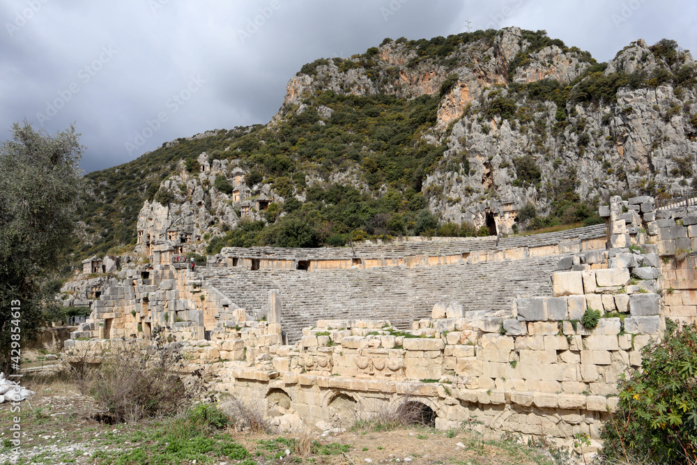 archaeological site of Myra in Turkey plundered ancient lycian tombs ...