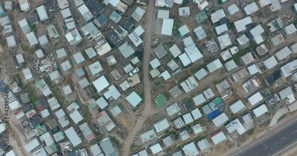 Aerial view. Townships of South Africa, with poverty stricken slums ...