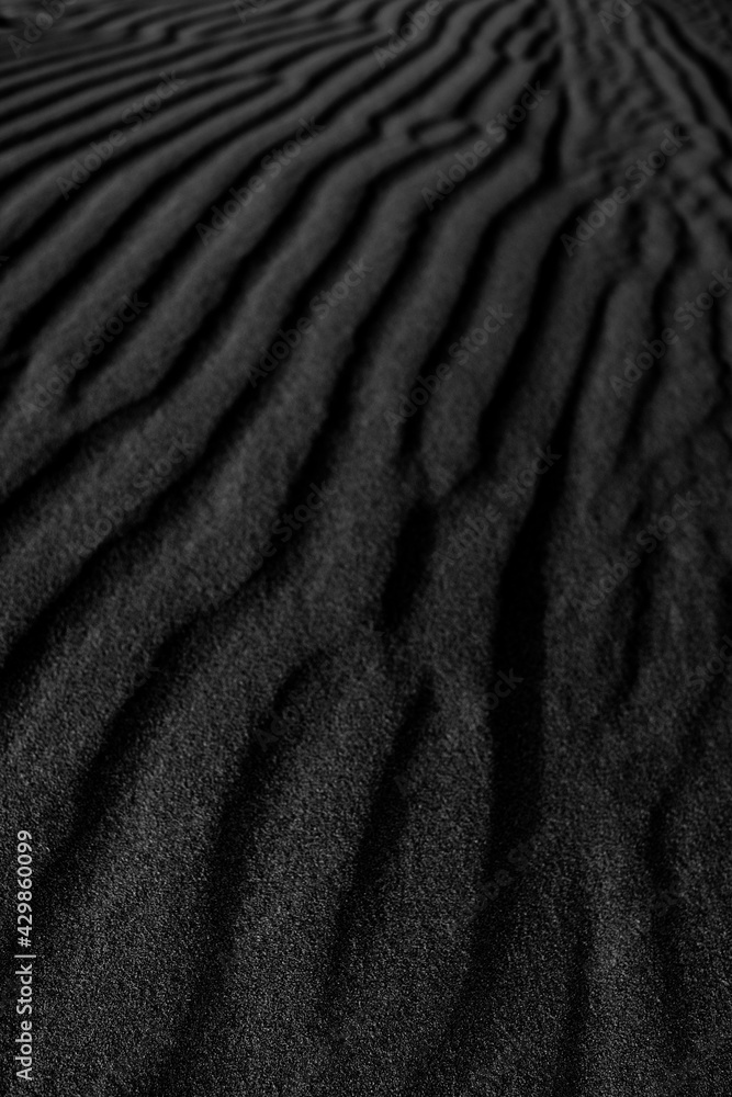 Black Sand dune. Black Sand beach macro photography. Background ...