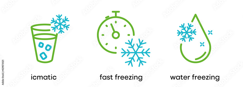 Fast freezing icon. It is the clock and dot point icon. This symbol is ...