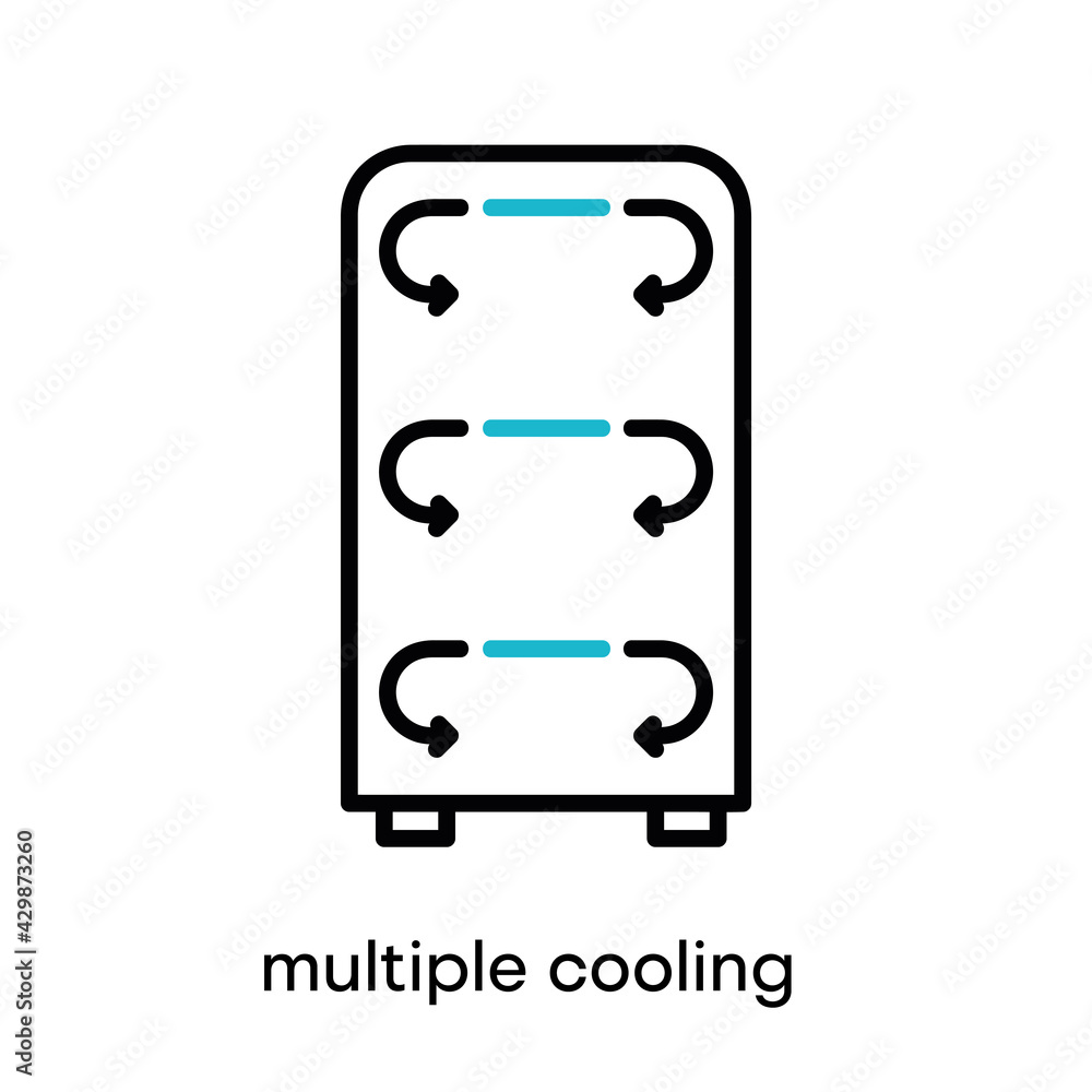 Multiple cooling system icon. This symbol is the refrigerator and air ...