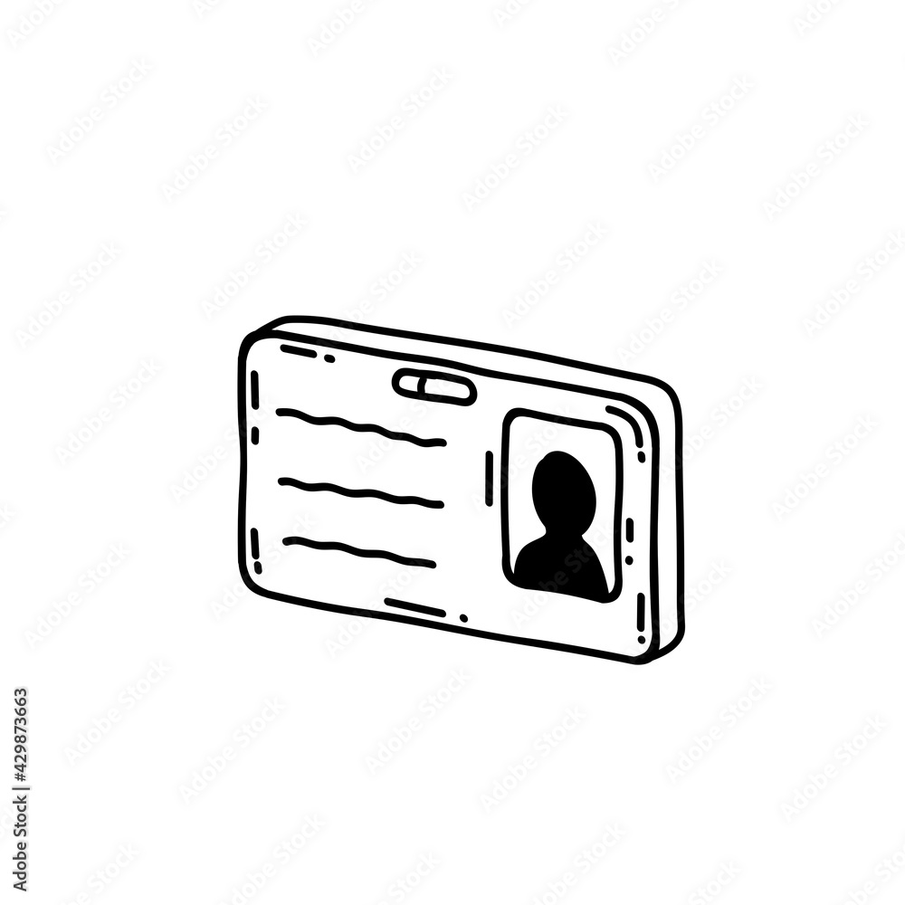 Badge and ID card. Sketch cartoon. Identity of the reporter and the ...