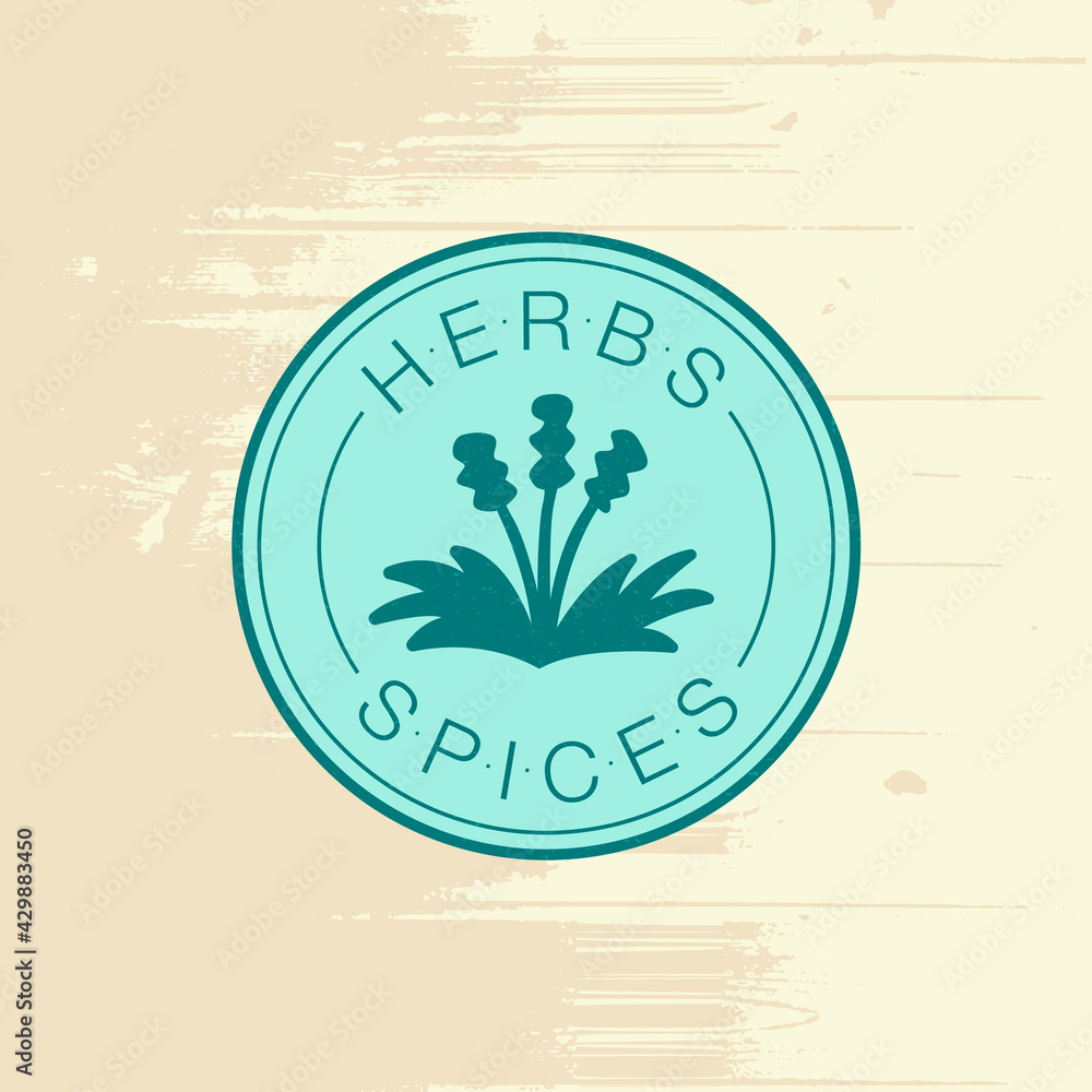 Vecteur Stock Vector Illustration Of Herbs And Spices Round Logo For vecteur-stock-vector-illustration-of-herbs-and-spices-round-logo-for