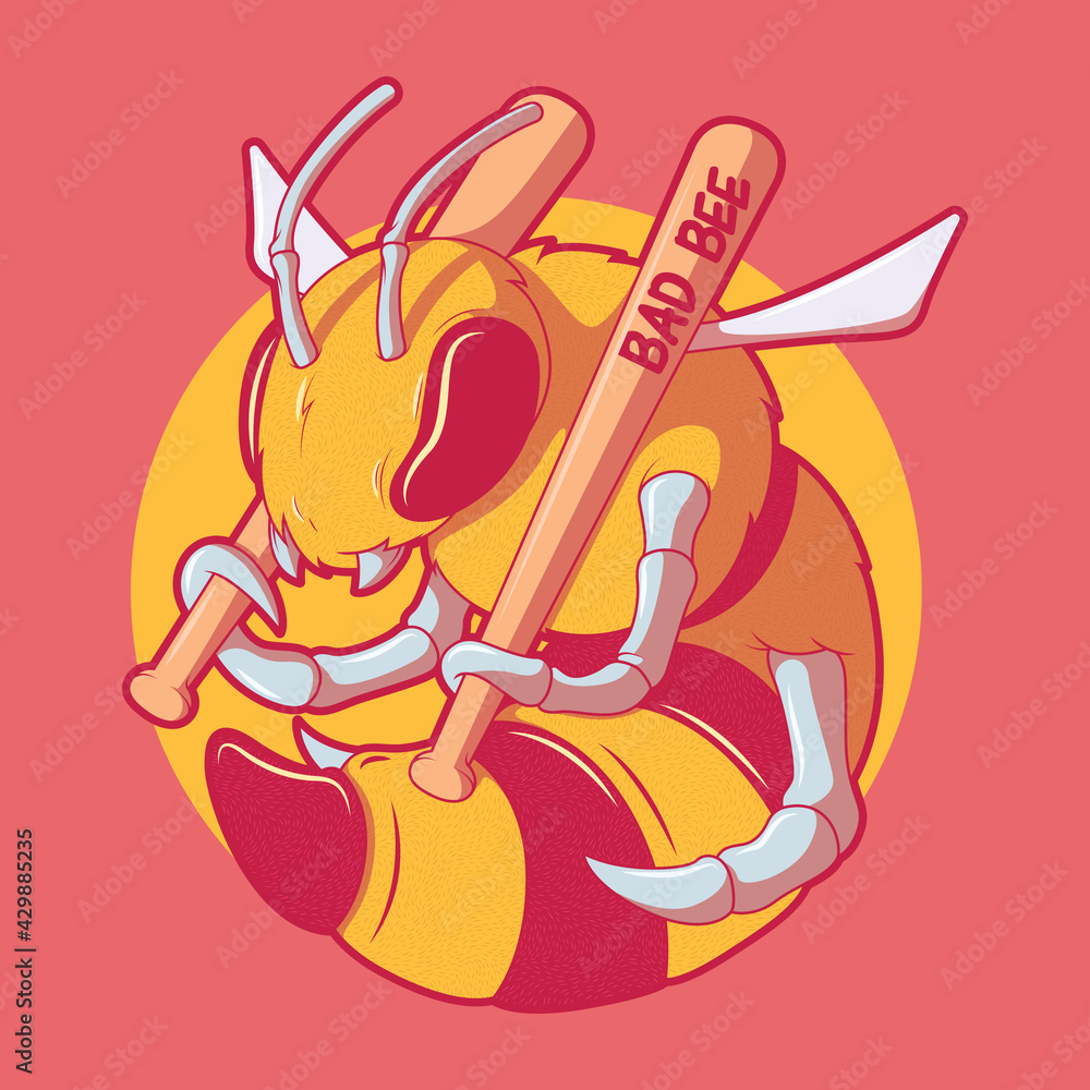 Bad Bee character vector illustration. Sports, gaming, animal design ...