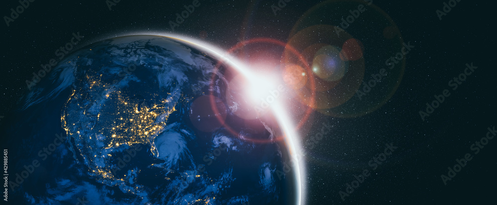 Planet earth globe view from space showing realistic earth surface and ...