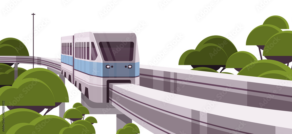 modern monorail train on bridge smart city solutions urban futuristic ...